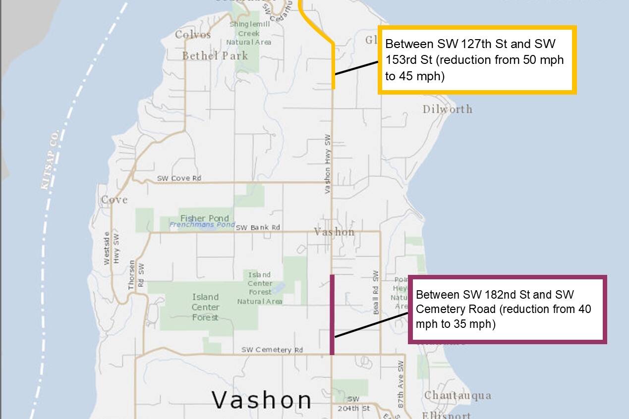 Reduced speed limits on Vashon Highway? King County wants your input ...